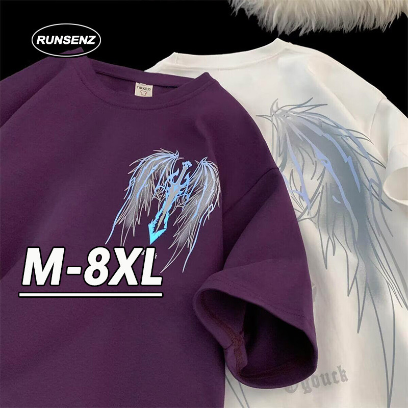 M-8xl เกาหลีอินเทรนด์สีแดงแขนสั้น Tee Men Plus Size T เสื้อลําลองหลวมขนาดใหญ่ | Shopee Thailand