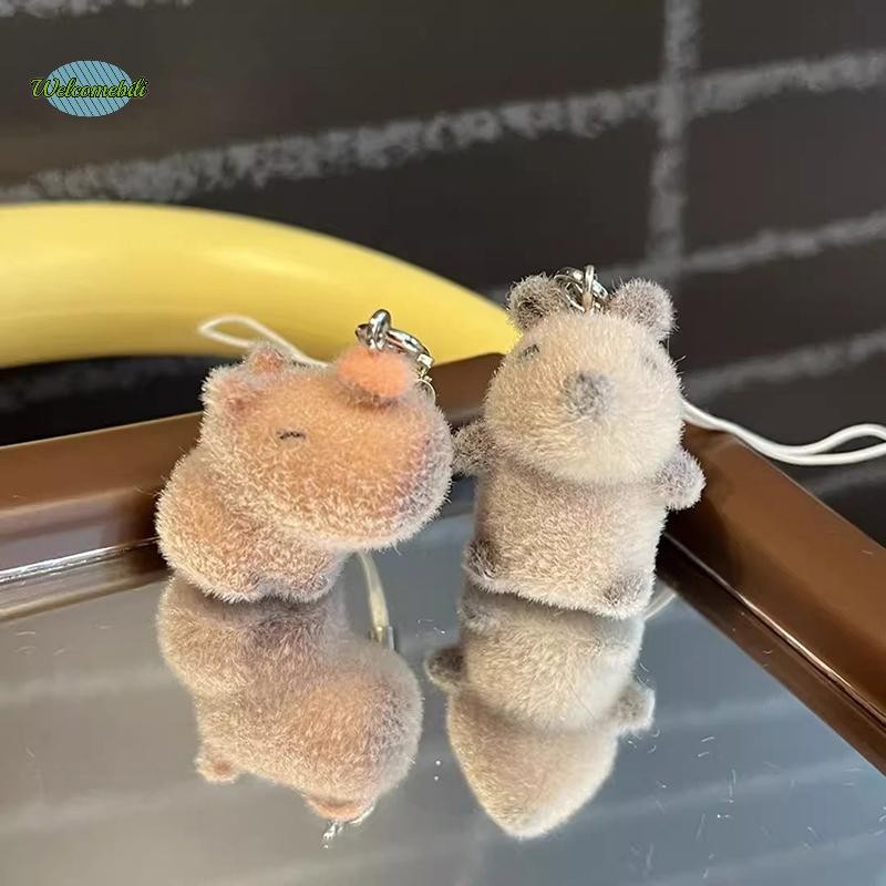 [ยินดีต้อนรับ] 3d Flocking น่ารัก Kapibala สัตว์จี้โทรศัพท์เชือกเส้นเล็กแขวน Keycord Charm พวง ...