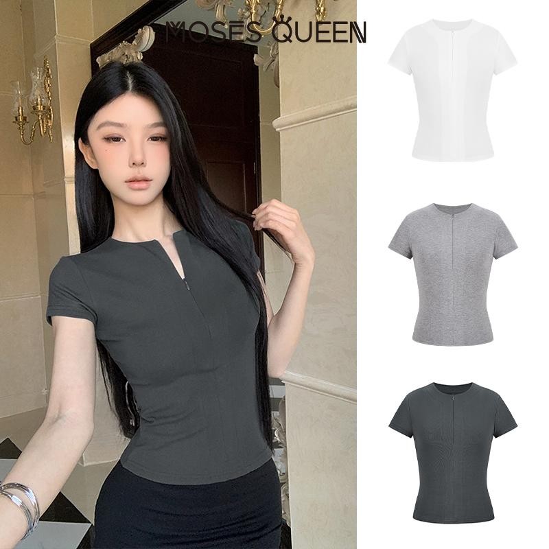 Moses Queen ฤดูร้อนใหม่ Slim ที่มองไม่เห็นซิปออกแบบสีทึบ Joker ผ้าฝ้าย ...