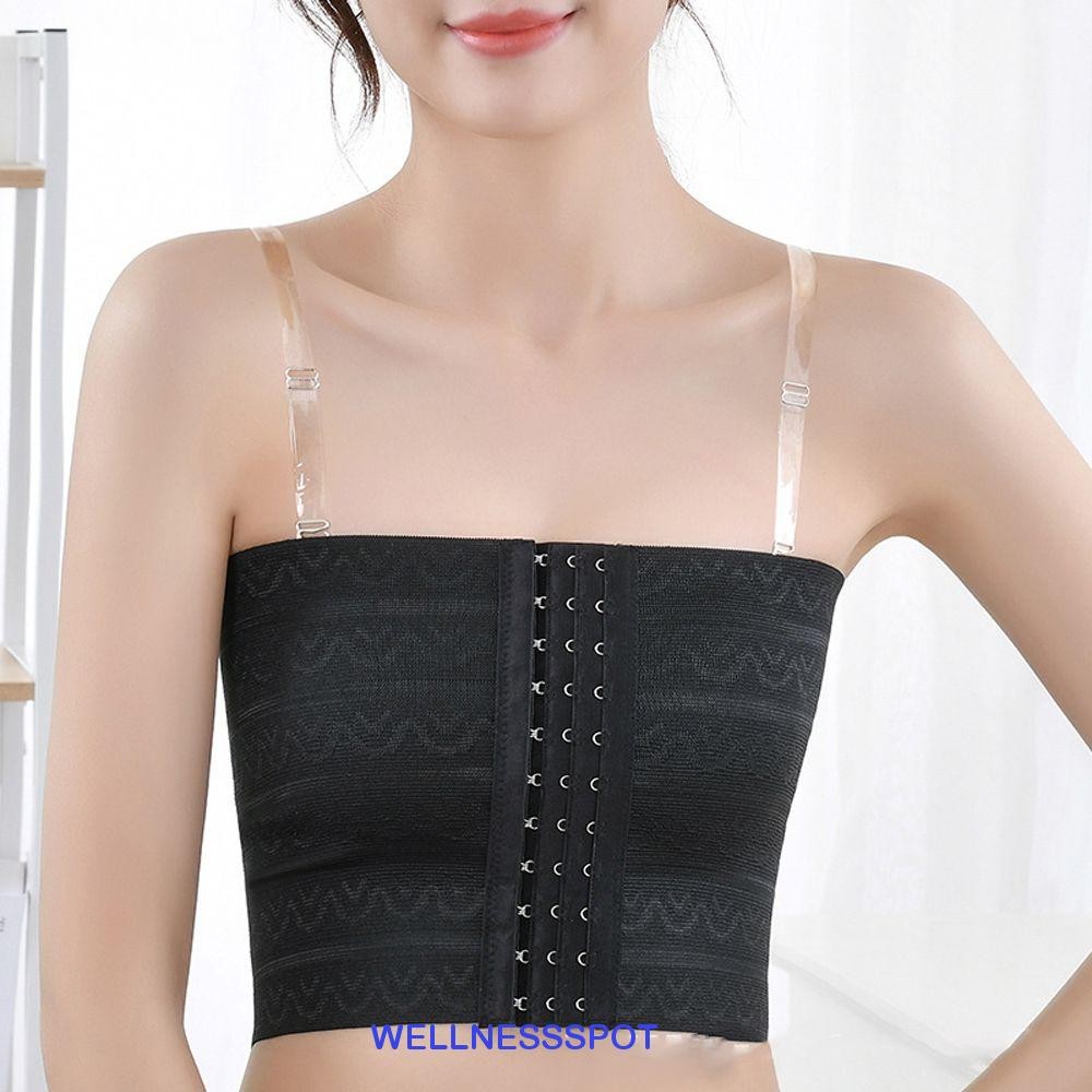 Wellnessspot ผู้หญิงรัดตัวแบนสบาย Bustiers Buckle Shaperwear สั้นทอม Bra | Shopee Thailand