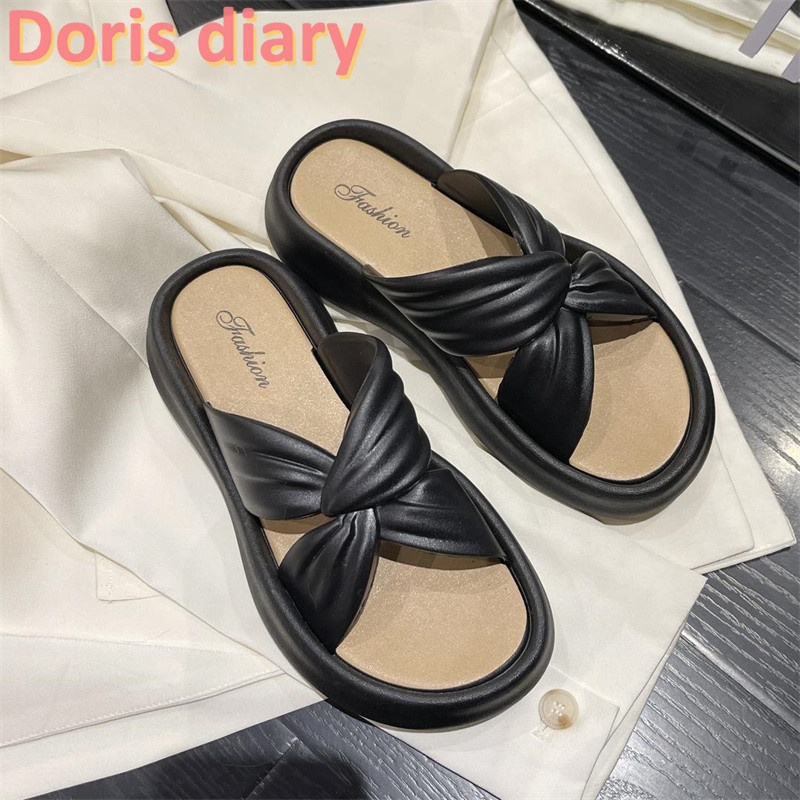 Doris diaryรองเท้าแตะ พื้นหนา กันลื่น ป้องกันกลิ่น สวมใส่สบาย แฟชั่นทันสมัย สไตล์เกาหลี | Shopee ...