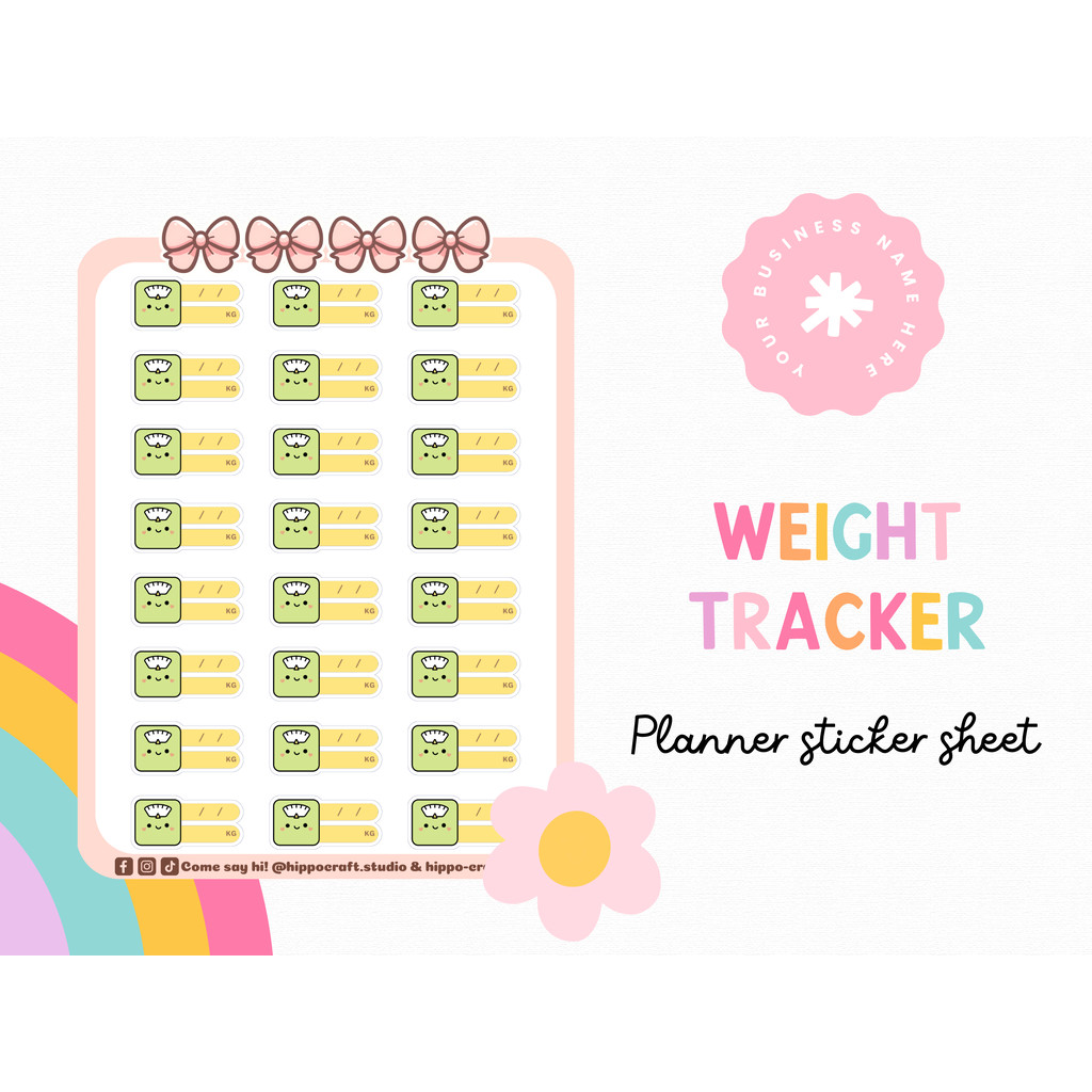 Weight tracker | Planner sticker sheet บันทึกน้ำหนักตัว แพลนเนอร์ ...