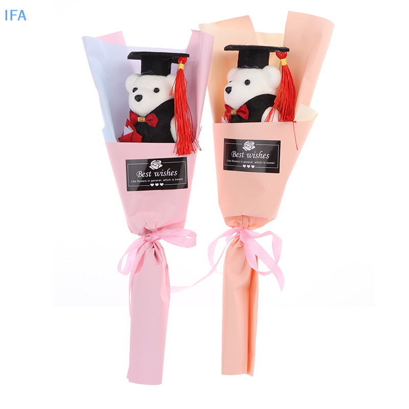 IFA สําเร็จการศึกษาช่อดอกไม้การ์ตูน Plush Party Bear ของเล่นดอกไม้ ...