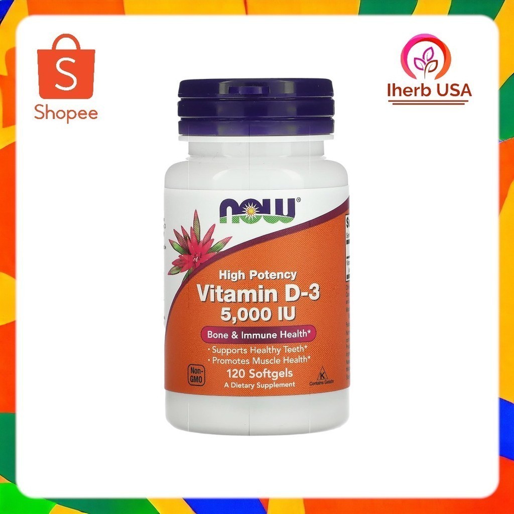 NOW Foods, Vitamin D-3, High Potency, 5,000 IU, 120 Softgels | Shopee Thailand