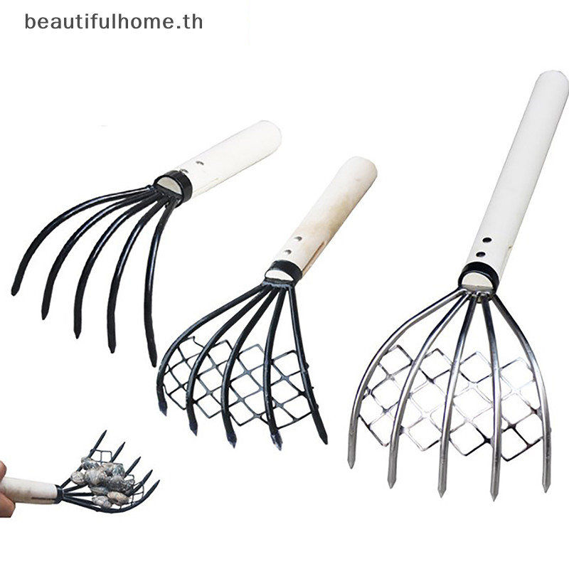 {HG ใหม่} Clam Rake พร้อมสุทธิ 5 Claw ไม้ Handle Rake Shell ขุด ...