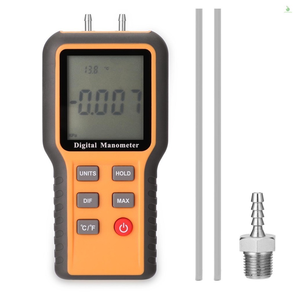 จอแสดงผลดิจิตอล Manometer จอแสดงผล LCD ℃ ℉ สลับได้ 12 หน่วยความดันปรับเครื่องมือวัดอุณหภูมิในร่ม ...