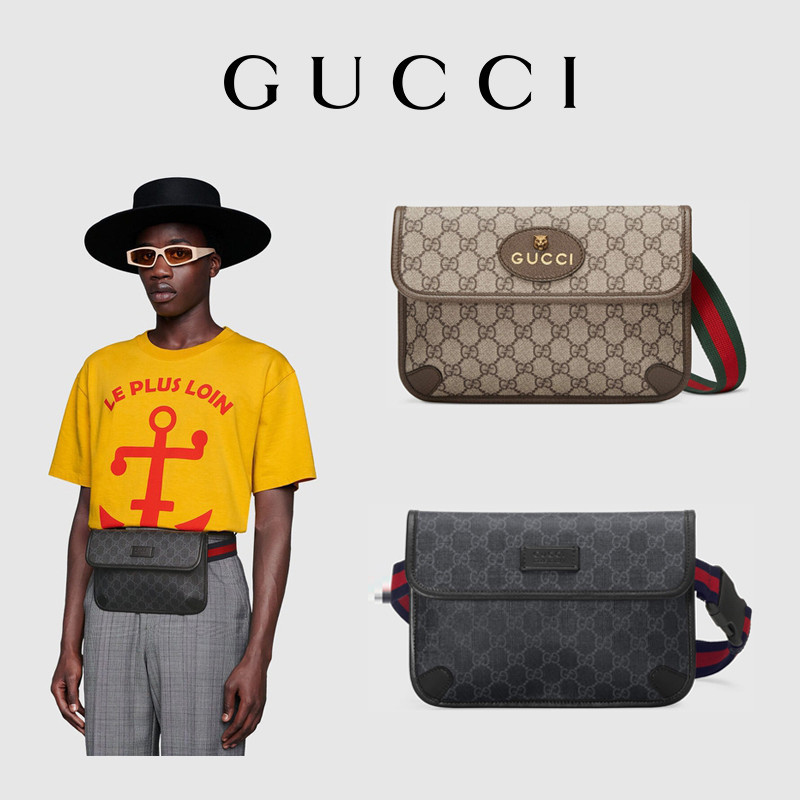 กระเป๋า GUCCI แท้ GG Supreme กระเป๋าคาดเอวผ้าใบ คลาสสิค Waist Bag Chest ...