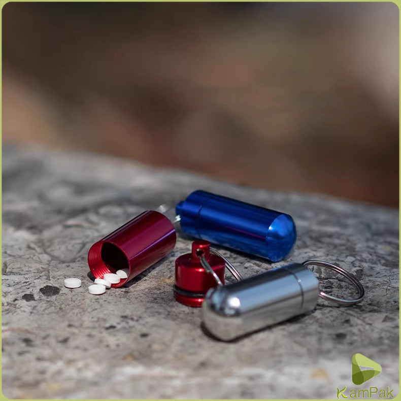 KamPak กล่องยายาพวงกุญแจอลูมิเนียม กล่องใส่ยาขนาดเล็กแบบพกพากันน้ำ ...