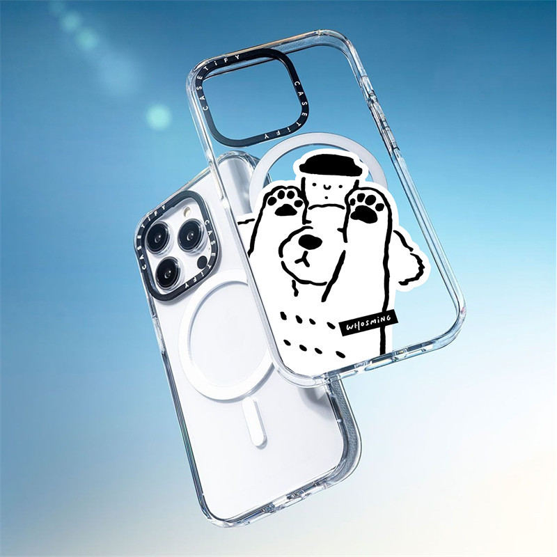 Casetify X DOG LOVES COFFEE Edition แม่เหล็กดูดอะคริลิคใสกลับ TPU Edge ...