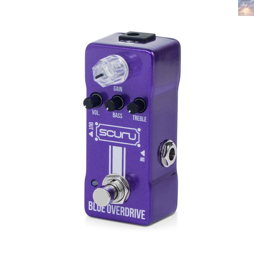 Scuru กีตาร์ Blue Overdrive Effects เหยียบ GAIN/VOL/เบส/TREBLE ที่มีประสิทธิภาพ EQ Stack DC 9V 6 ...
