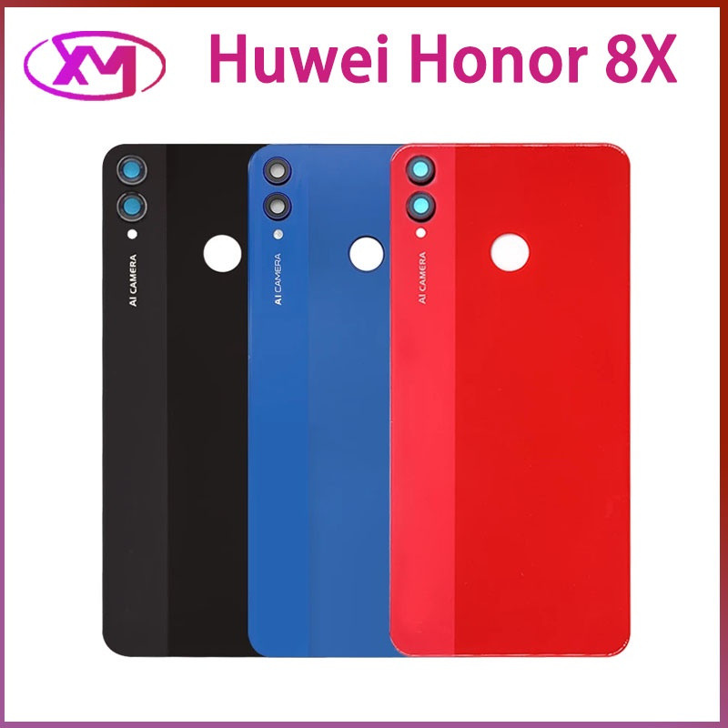สําหรับ Huwei Honor 8X JSN-L21 ฝาหลังแบตเตอรี่ประตูกรณีด้านหลังกระจก ...