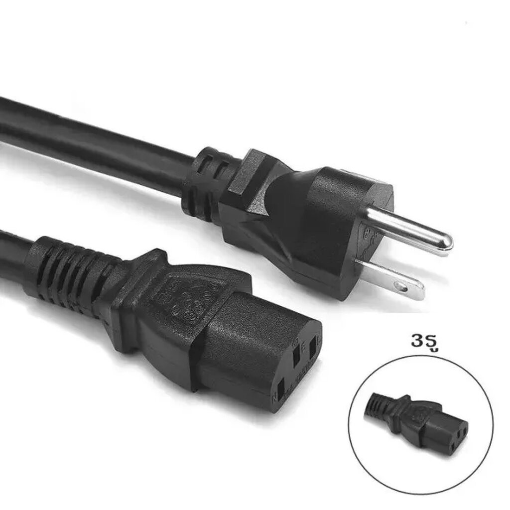 สาย POWER AC Cable 3 หัวกลม US PowerCable 1.5เมตร for Computers,TVs ...