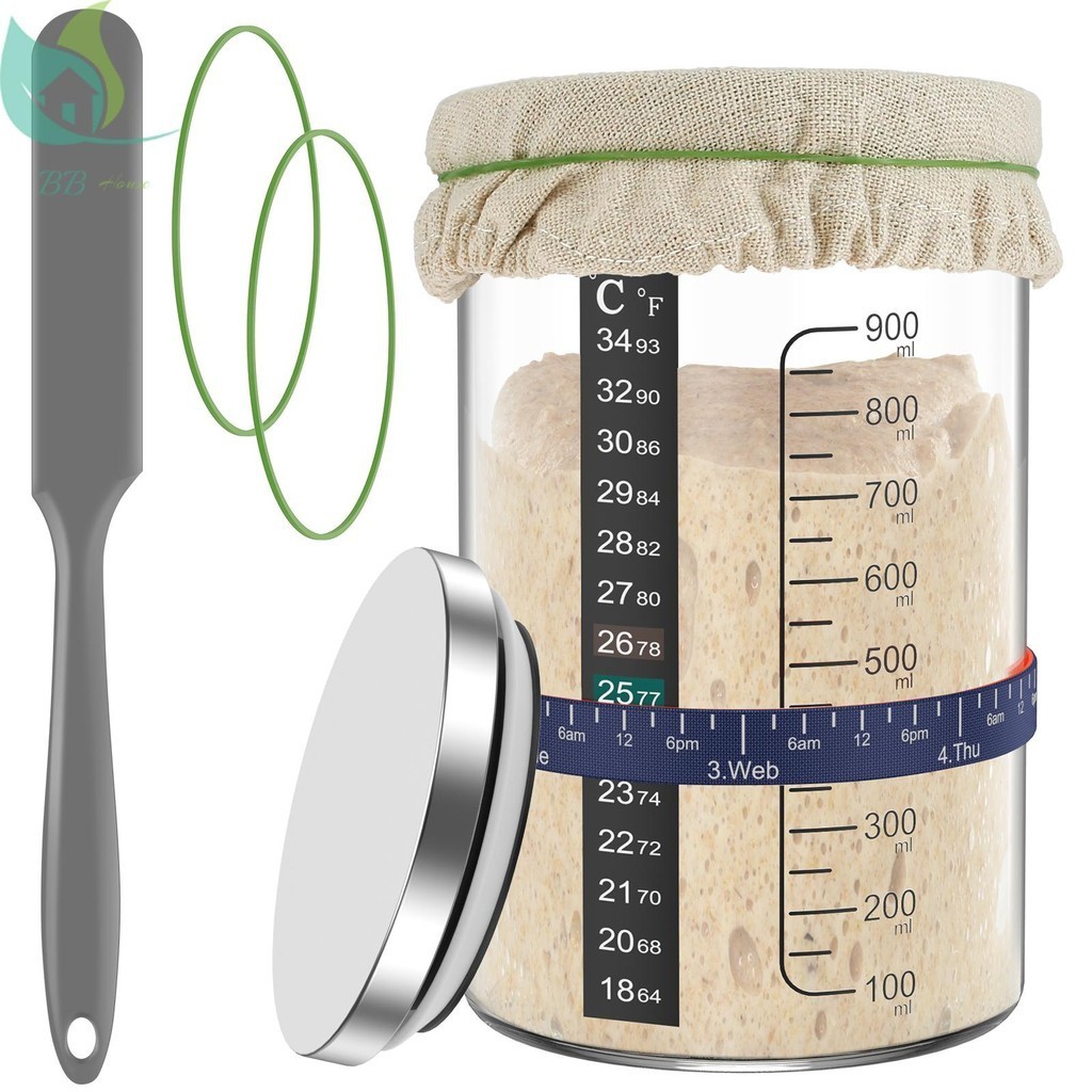 7 ชิ ้ น Sourdough Starter Jar ขนาด 900ml ขนาดใหญ ่ ความจุ Sourdough ...