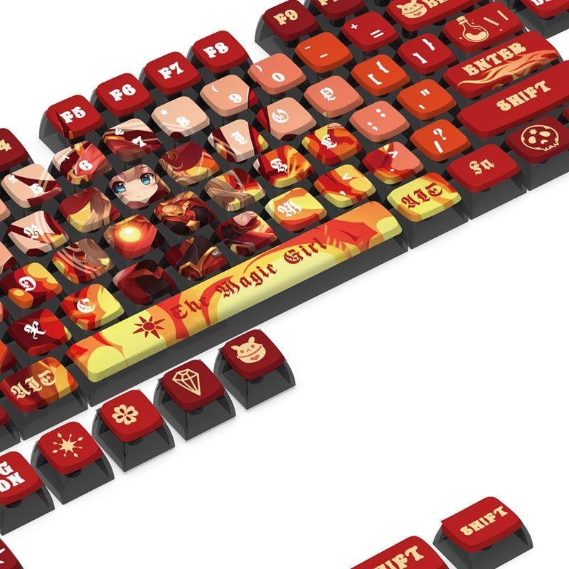Klee Genshin Impact Pudding Keycap สี่ล้อการส่งผ่านแสง SAX โปรไฟล์ PBT ...