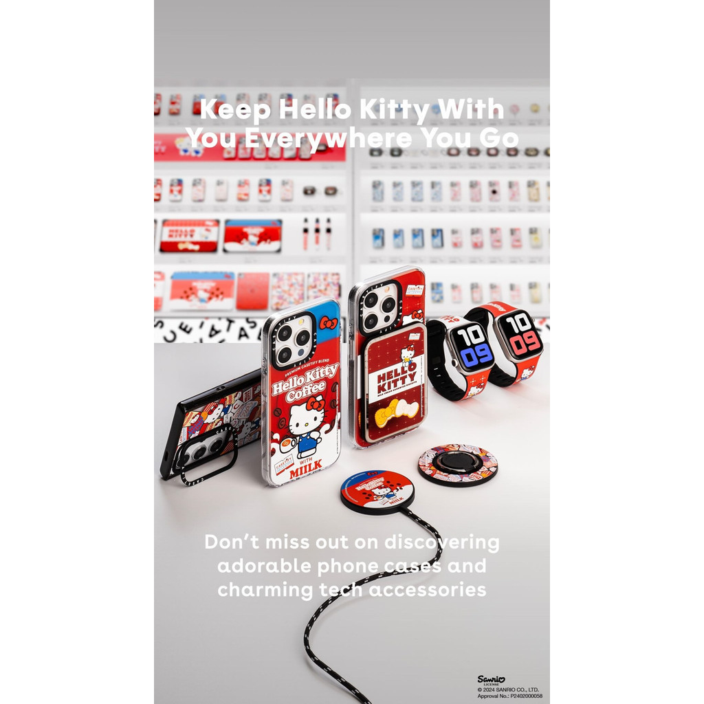Casetify X ตัวละคร Sanrio - Hello Kitty แม่เหล็กดูดอะคริลิคใสด้านหลัง TPU Edge IPhone Case ...