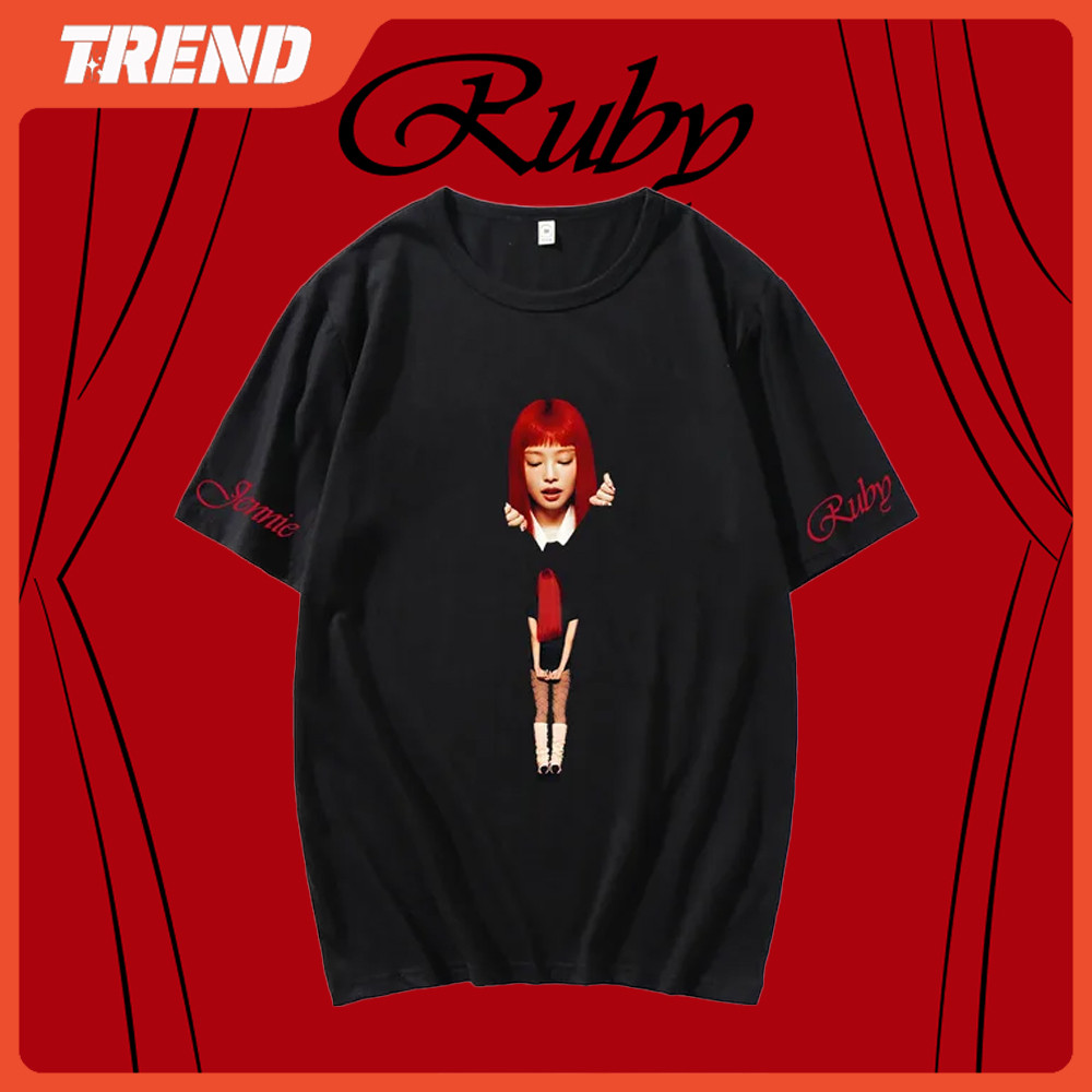 Kpop 2025 JENNIE Ruby อัลบั้ม Merch ผ้าฝ้ายเสื้อยืด Unisex Plus ขนาด ...