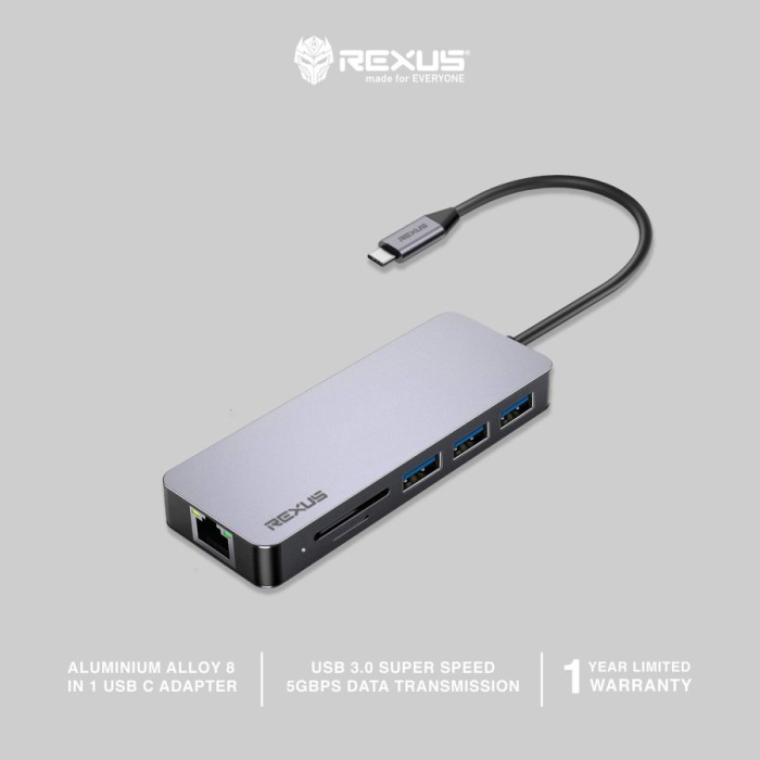Rexus RXT-801 เครื่องอ่านการ์ดแปลง USB HUB Type-C | Shopee Thailand