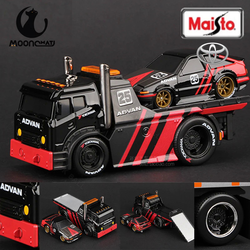 1:64 Maisto Muscle Machines TOYOTA AE86 JDM Flatbed Truck Muscle Transport Vehicle Alloy ...