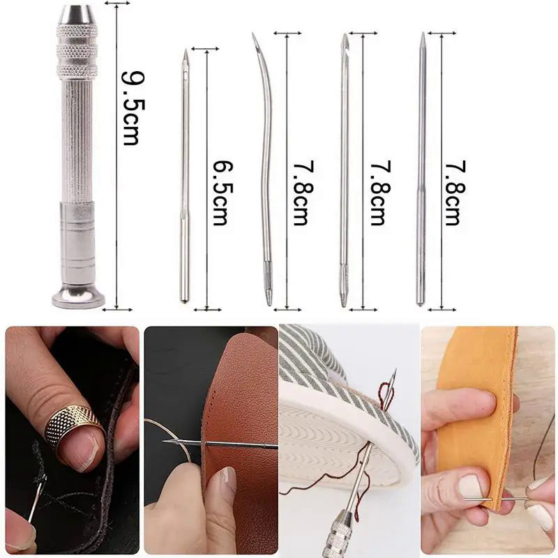 Leather Sewing Kit DIY Leather Sewing Awl Needle With Copper Handle Set ...