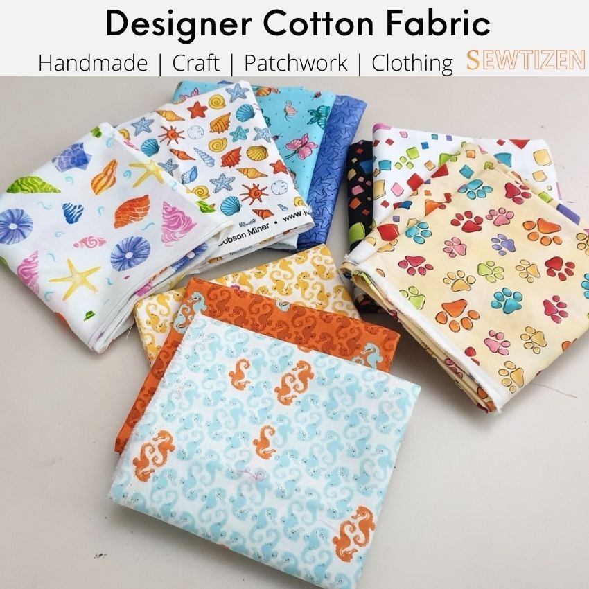 100% Designer เสื้อผ้าฝ้ายผ้าออกแบบสัตว์,สัตว์ทะเล/ผ้าฝ้ายKain Craft ...