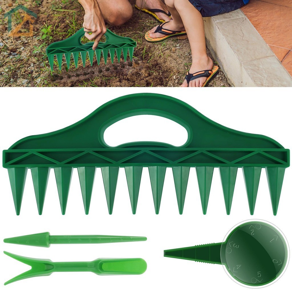 4 ชิ้นหว่านเมล็ดชุด 12 หลุมเมล็ดดิน Digger Planter พร้อม Seed Dispenser ...