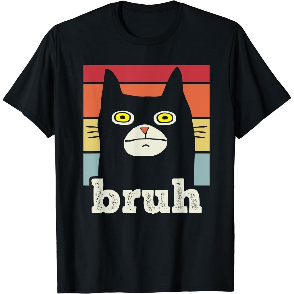 ตลก Meme Saying Bruh With Cat Greetings เสื้อยืดผู้ชาย | Shopee Thailand