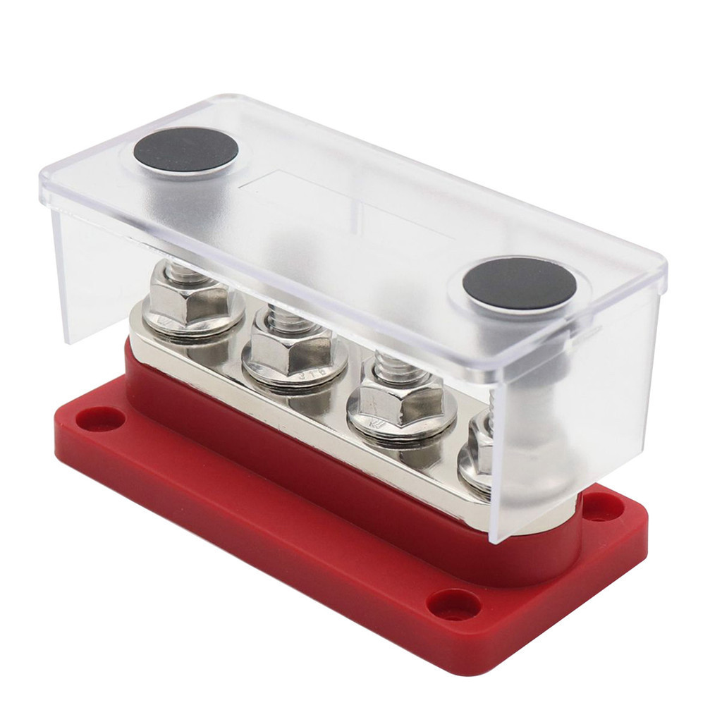 【enjyt 】 300a Power Distribution Block Bus Bar 4 x 3/8 48V DC Busbar Box with Transparent Cover ...