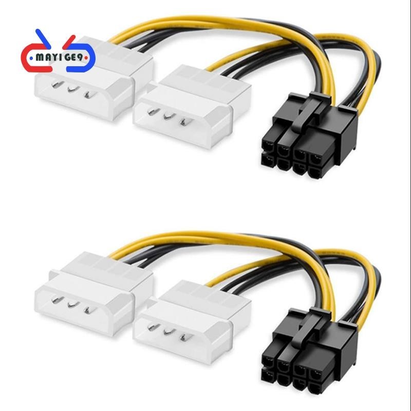 mayige92 Pack 8 Pin PCIe to Dual 4 Pin Molex Power Cable PCI-E 8 Pin to ...
