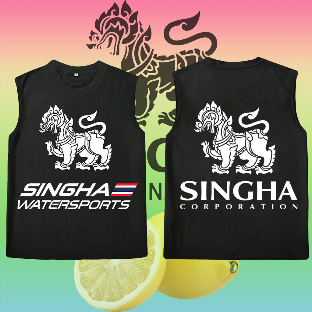 Singha Lemon Soda Tank เสื้อยืดแขนกุดพิมพ์ลายสำหรับผู้ชายและผู้หญิง ...