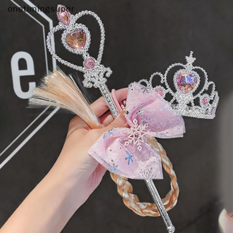 Onetimingsuper 3 ชิ้น/เซ็ตสาวน้อย Elsa Magic Wand Queen Crown Snowflake ...
