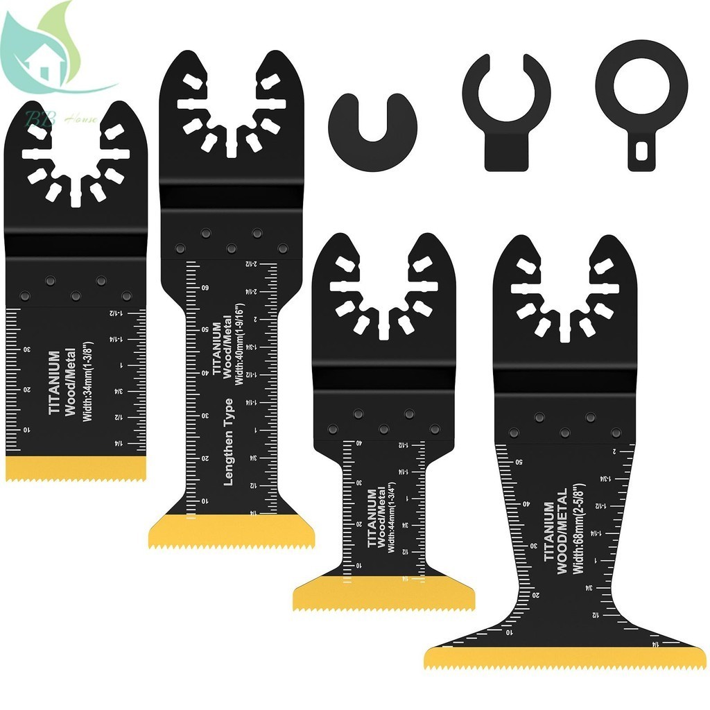 4 ชิ้นไทเทเนียม Bi-Metal Oscillating ใบเลื่อยชุดตัด Oscillating ...