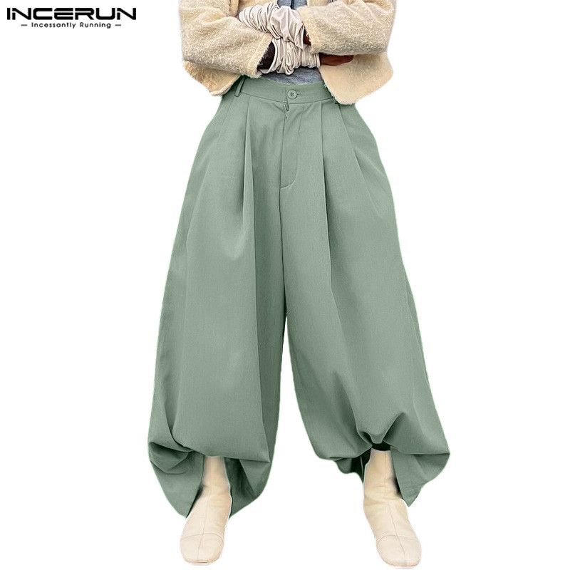Incerun กางเกงสีทึบขากว ้ างผู ้ ชาย | Shopee Thailand