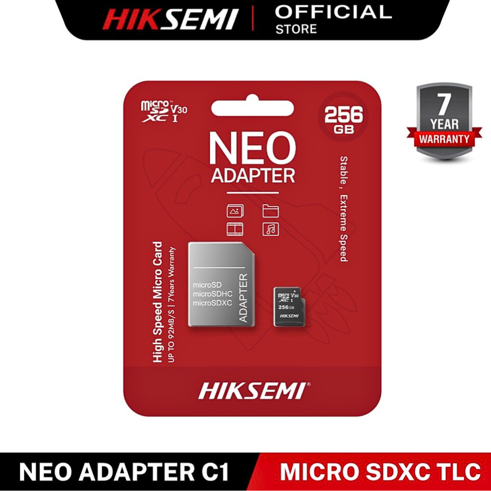 HIKSEMI NEO ADAPTER C1 64GB - 256GB HIGH SPEED MICRO CARD CLASS 10 MEMORY CARD WARRANTY 7 YEARS ...