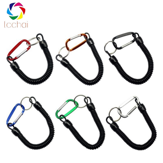 แบบพกพา Carabiner Telescopic Spring Rope Anti-rust Anti-drop Buckle ...