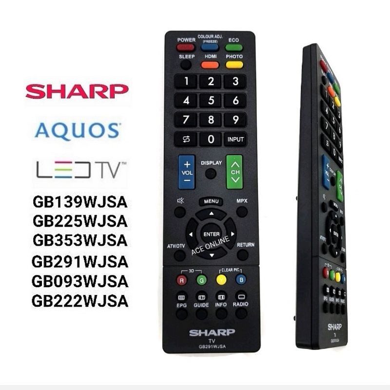Sharp AQUOS LCD LED TV รีโมทคอนโทรล GB291WJSA ใช้งานร่วมกับ BG225WJAS ,GB217WJSA1,GB215WJSA1 ...