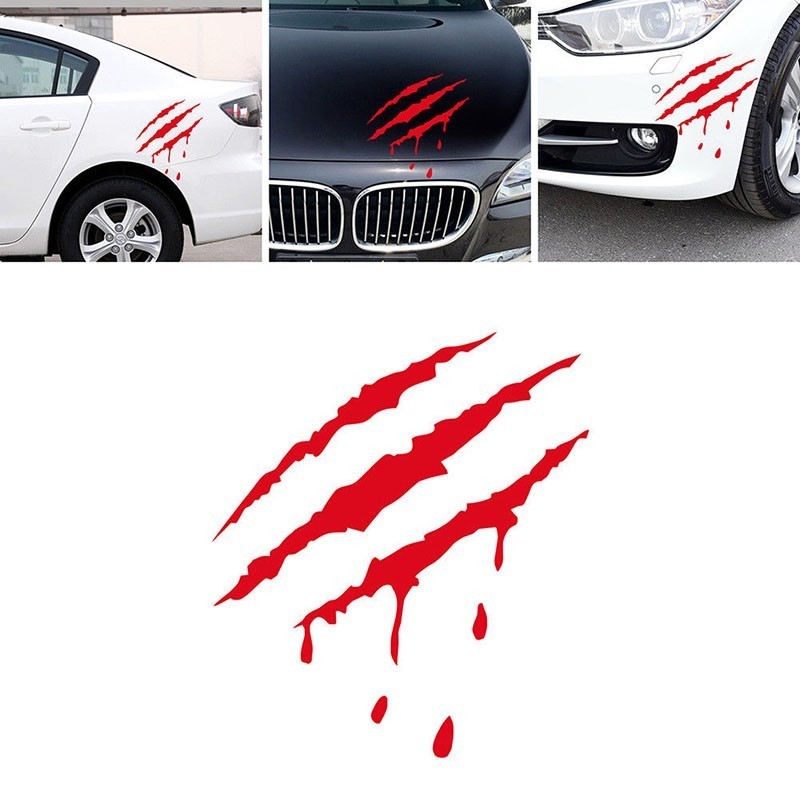 ฮาโลวีนไฟหน้ารถตกแต่ง Red Claw Scratch Stripe Decal สติกเกอร์ | Shopee ...