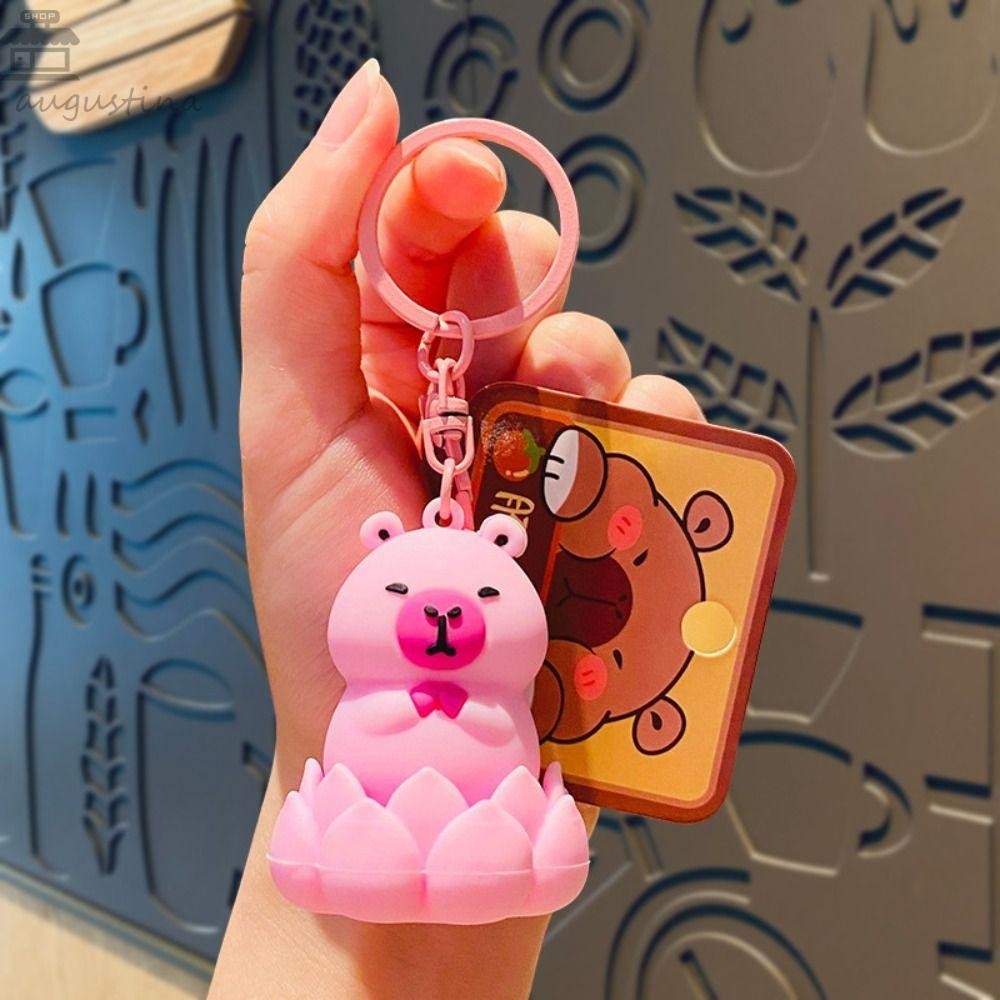 Augustina Capybara Lotus Key Chain, ตลกลูกสุนัข Capybara พวงกุญแจ ...