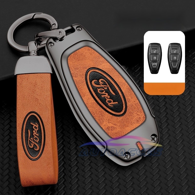 สังกะสีหนังกุญแจรถสําหรับ ford Fiesta Focus EcoSport Keybox สมาร์ท ...