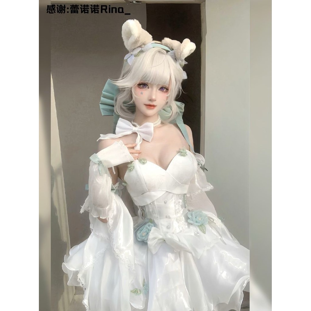 Yuanshen cos เสื้อผ้า Linnet Angel Courtyard เครื่องแต่งกายคอสเพลย์พัด ...