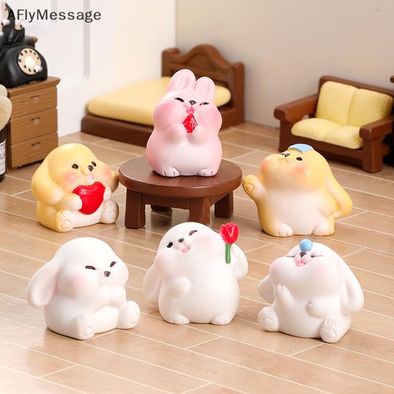 Afl ตุ๊กตาน่ารักกระต่าย Miniature Figurines เครื่องประดับรถยนต์สัตว์รูป ...
