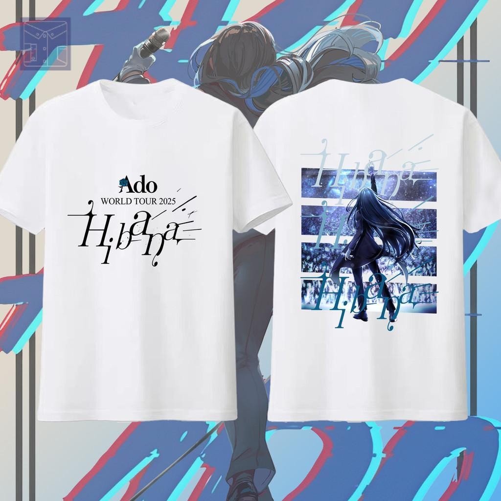 Ado - WORLD TOUR 2025 “Hibana” เสื้อยืดคอกลมแขนสั้น พิมพ์ลายคูลๆ สีดำ ...