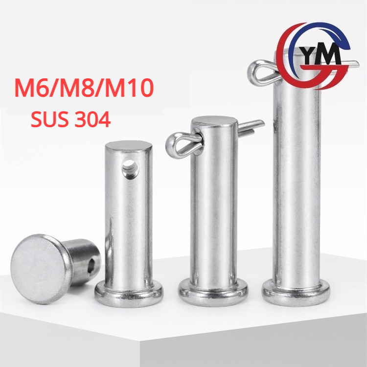 [YMH1] หมุดพิน ปิ๊น สลัก หัวกลมแบน สแตนเลส 304 แถมปิ้นเสียบ M6 M8 M10 ...