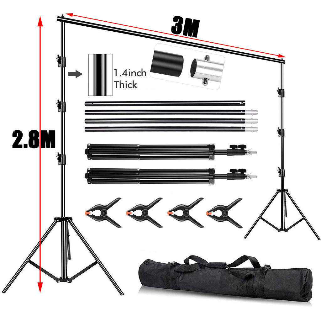 2.8x3m Heavy Duty Background Stand Backdrop Support System Kit with 4 ...