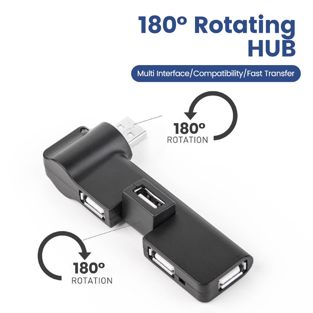 Twitch 4 USB 2.0 Ports HUB Adapter 180° Rotatable Hub Extender USB Hub ...