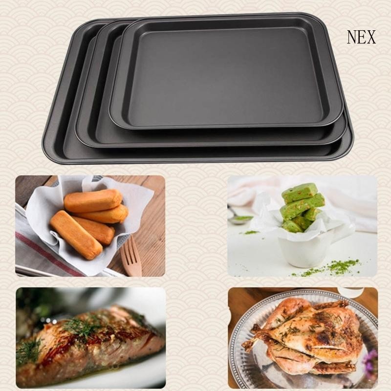 Nex Non Stick พิซซ่า Pan แม่พิมพ์เค้กเหล็กคาร์บอนสี่เหลี่ยมผืนผ้าแผ่น ...