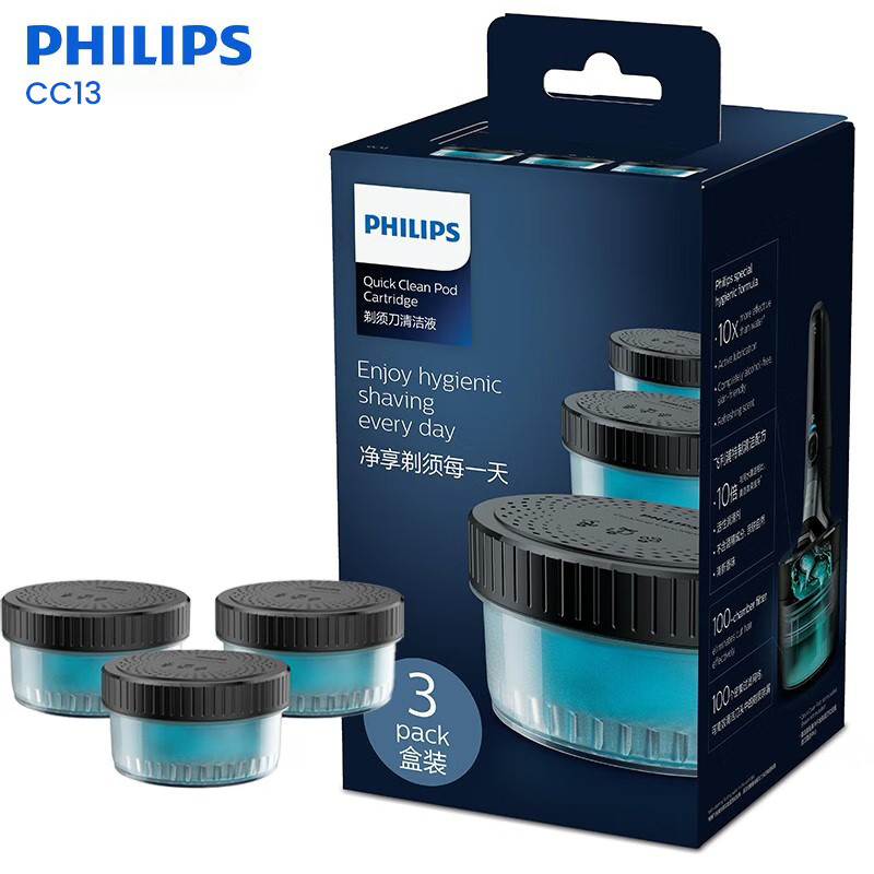 Philips CC13 Shaver Cleansing Fluid Quick Clean Pod Cartridge 3 แพ็ค ...