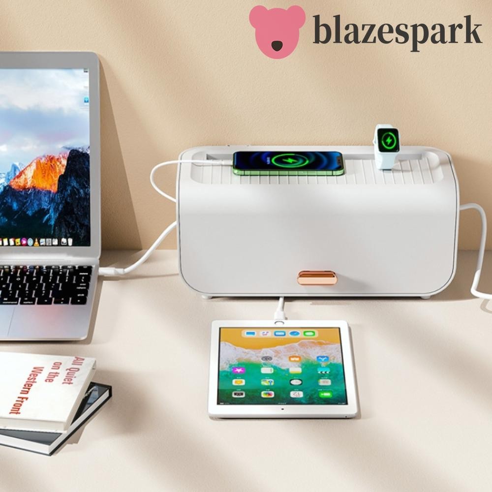 Blazespark กล่องเก็บสายเคเบิลกันฝุ่น 1 ชิ้น Charger Socket Organizer พร้อมฝาปิดเดสก์ท็อป Router ...