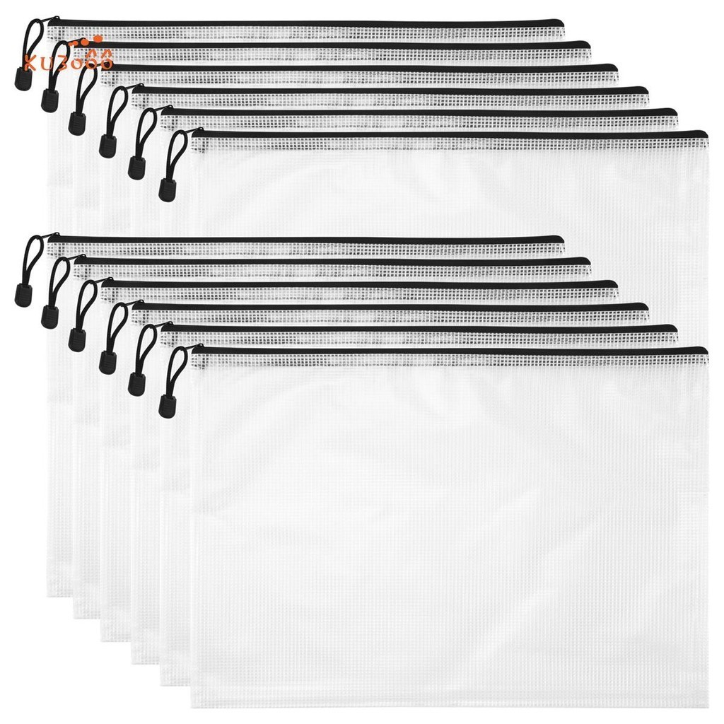 【ku3066 】 12pcs A3 Folders, Information Zipper Bag Plastic Wallet Mesh ...