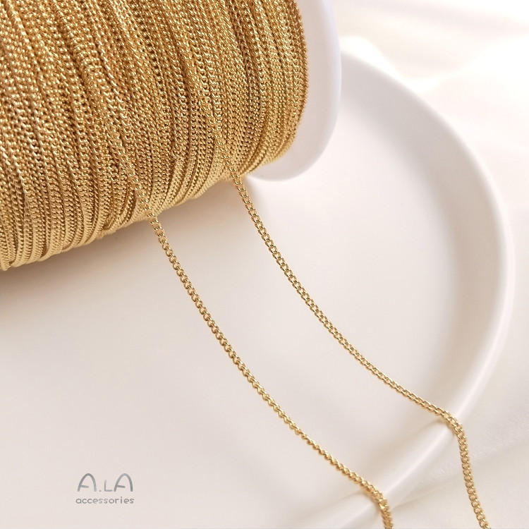 โซ่หลวม 14K Gold-Packed สี Retention Side Chain Whip Cross Chain หูสาย ...