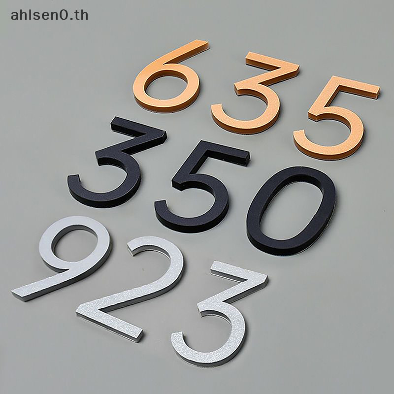 Ahlsen0 3D Self กาวโมเดิร์นประตูหมายเลข 0-9 แผ่นโลหะบ้านจํานวนแผ่นประตูโรงแรมกล่องจดหมายแอดเดรส ...